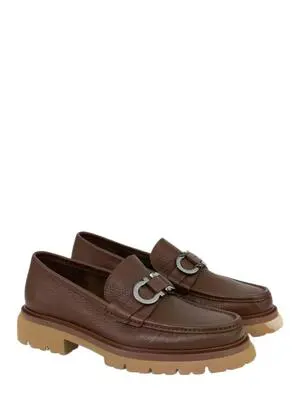 FERRAGAMO Gancini Ornament Loafers - Brown