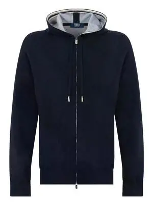 Fedeli Zip-up Hooded Cardigan - Blue