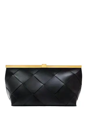 ANINE BING Braided Leather Clutch Bag - Black