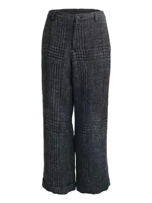 Yohji Yamamoto Plaid Loose-fit Trousers - Grey