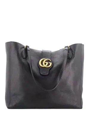 Gucci Dahlia Leather Medium Tote Bag - Black