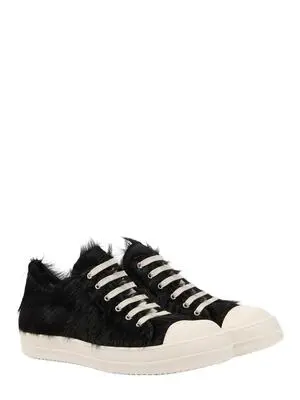 Rick Owens Low Sneaks Calf Hair Sneakers - Black