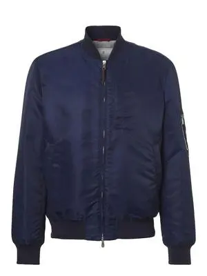 Brunello Cucinelli Cotton-trimmed Bomber Jacket - Blue