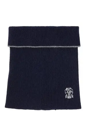 Brunello Cucinelli Logo Cashmere Snood - Blue