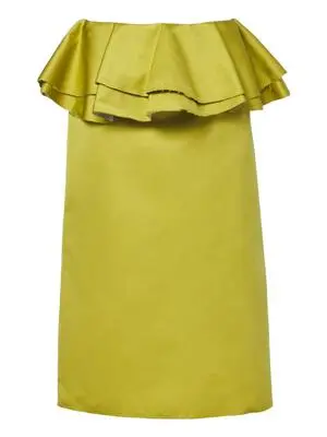Plan C Peplum Satin Midi Skirt - Green