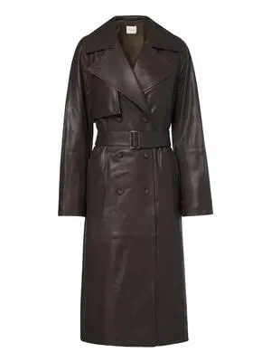 Vince Leather Trench Coat - Brown