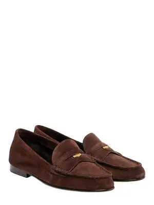Veronica Beard Suede Penny Loafers - Brown