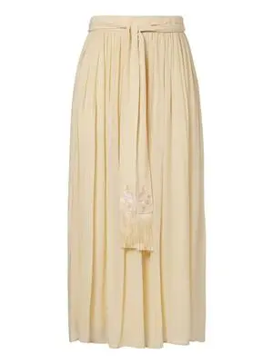 Zimmermann Valiant Belted Pleated Midi Skirt - Beige