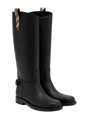 Burberry Check Rain Boots - Black