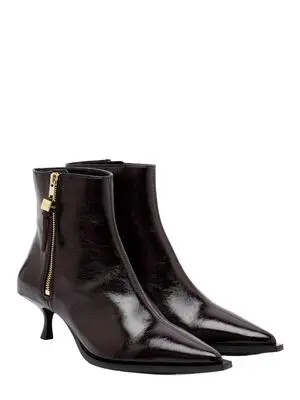 GANNI Ana Textured Ankle Boots - Brown