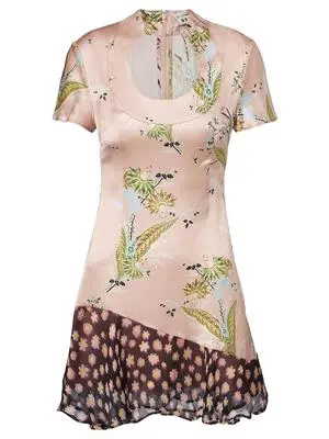 Staud Rae Floral Silk-blend Satin Minidress - Multicoloured