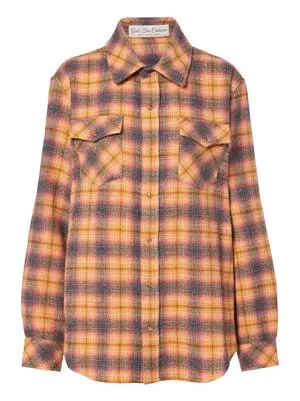 GOD'S TRUE CASHMERE Seeker Plaid Cashmere Shirt - Orange