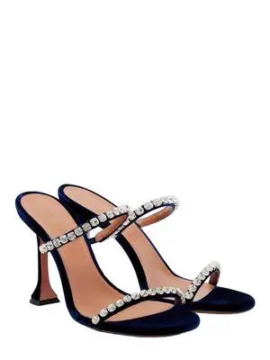 Amina Muaddi Gigi Embellished Velvet Sandals - Blue
