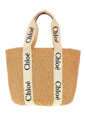 Chloé 'woody' Large Basket Bag Beige