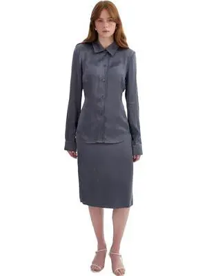 LAMARQUE Mika Satin Skirt - Graphite