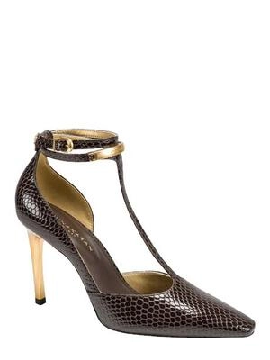 Donna Karan New York Samuel Snakeskin Embossed T-strap Pump - Canyon