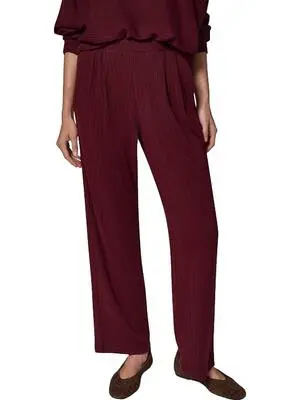 Donna Karan New York Brushed Rib Wide Leg Pants Blk Cherry