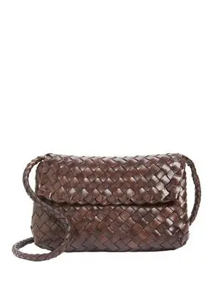 LOEFFLER RANDALL Vinnie Woven Leather Crossbody Bag - Chocolate