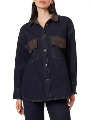 Habitual Mixed Media Denim Shirt Jacket - Rinse