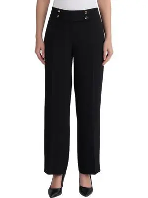 KASPER Tab Waist Wide Leg Pants - Black