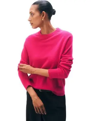 WHITE & WARREN Cashmere Crew Sweater In Size - Pink