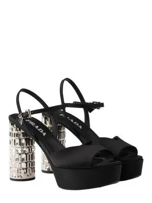 Prada Satin Platform Sandals Black