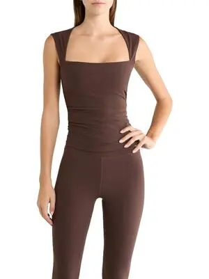 MPG Cloud Square Neck Ruched Performance Tank - Java
