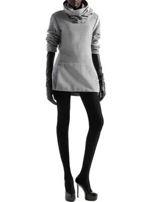 7 For All Mankind Ruched High Neck Wool Blend Minidress Wool Blend Slat