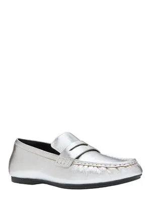 Fitflop Delicato Crinkle Metallic Leather Loafers - Silver