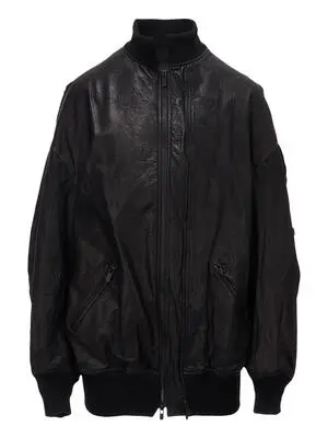 Y’s Soft Leather Double Zip Blouson - Black