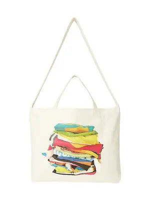 Paul Smith Dream Factory Cycling Stack Print Cotton-canvas Tote Bag - Ecru