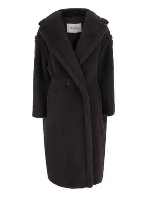 Max Mara Max Mara Women 'Ted Girl' Brown Double-Breasted Coat With Maxi Notched Revers In Wool Blend For Women Brown