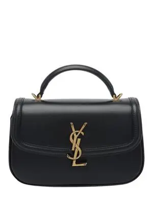 Saint Laurent Box Small Leather Solferino Bag With Handle - Black