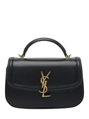 Saint Laurent Box Small Leather Solferino Bag With Handle - Black
