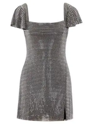 SELF-PORTRAIT Rhinestone Mini Dress - Gray