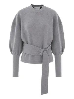 LANVIN Lanvin Women Long-Sleeves Belted Sweatshirt Gray