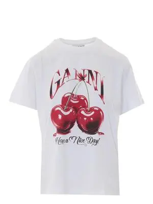 GANNI Cherry T-shirt - White