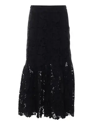SELF-PORTRAIT Lace Midi Skirt - Black