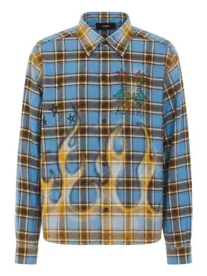 Amiri Ma Quad Flames Flannel Shirt - Blue