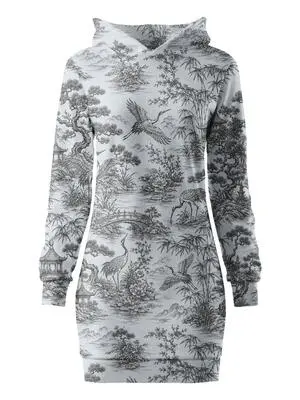 ALOHA FROM DEER Crane Garden Oversoze Hoodie Dress - Grey