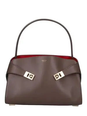 FERRAGAMO Ferragamo Genuine Calf Leather Shoulder Bag Brown