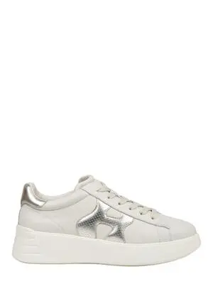 Hogan Hogan Platform Leather Sneakers With Metallic Accents Beige