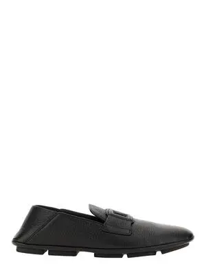 Dolce & Gabbana Logo-plaque Leather Loafers - Black