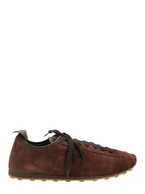 Jacquemus Suede Tennis Sneaker In Dark Finish - Brown