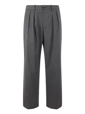NINE:INTHE:MORNING Pleated High-waist Wide-leg Trousers - Grey