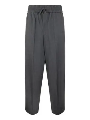 AMI Paris Elastic-waist Wool Trousers - Heather Grey