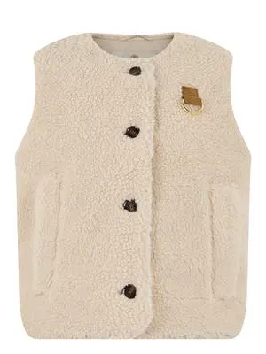 Barbour Barbour Teddy Fleece Button-Front Vest Beige