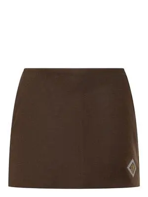 Casablanca Casablanca Wool Varsity Mini Skirt Dark Brown