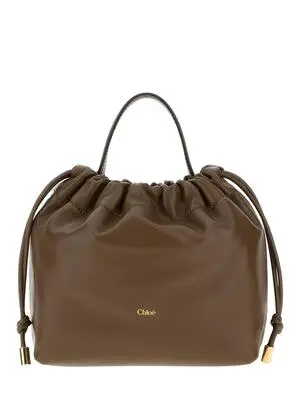 CHLOÉ Chloe Mini Mud Leather Handbag With Chloé Icons Crossbody
