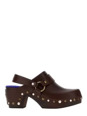 Chloé Talis Leather Clogs With 7 Cm Heel - Brown